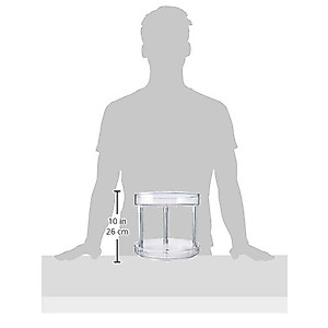 mDesign 2 Tier Lazy Susan Turntable Food Storage Container for Cabinets, Pantry, Fridge, Countertops - Raised Edge, Spinning Organizer for Spices, Condiments - 9" Round - Clear/Chrome