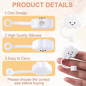 HINZIC 6Pcs Silicone Straw Cover Cap Reusable Cloud Cartoon Pattern Drinking Straw Cap Plugs Tip Cute Set Straws Plug for 8mm(0.31 Inch) Cup Straw Travel Home Outdoor