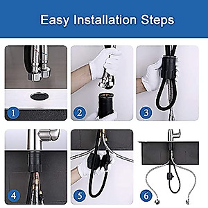 GELE Kitchen Faucet with Pull Down Sprayer and 4 Spraying Modes Brushed Nickel Commercial 1 or 3 Hole Kitchen Faucets for Farmhouse Rv Bar Sinks 1003-4NP