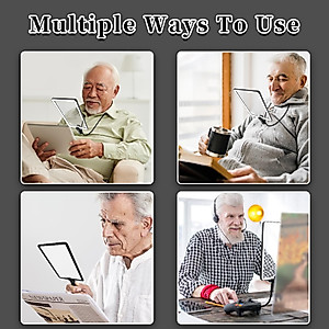 Hands Free 9.4"x6.7" Full-Page 5X Magnifying Glass for Reading, Large Lighted Magnifier with 50 LED Lights, Flexible Gooseneck Magnifier for Neck Wear Repair Sewing Low Vision Elderly