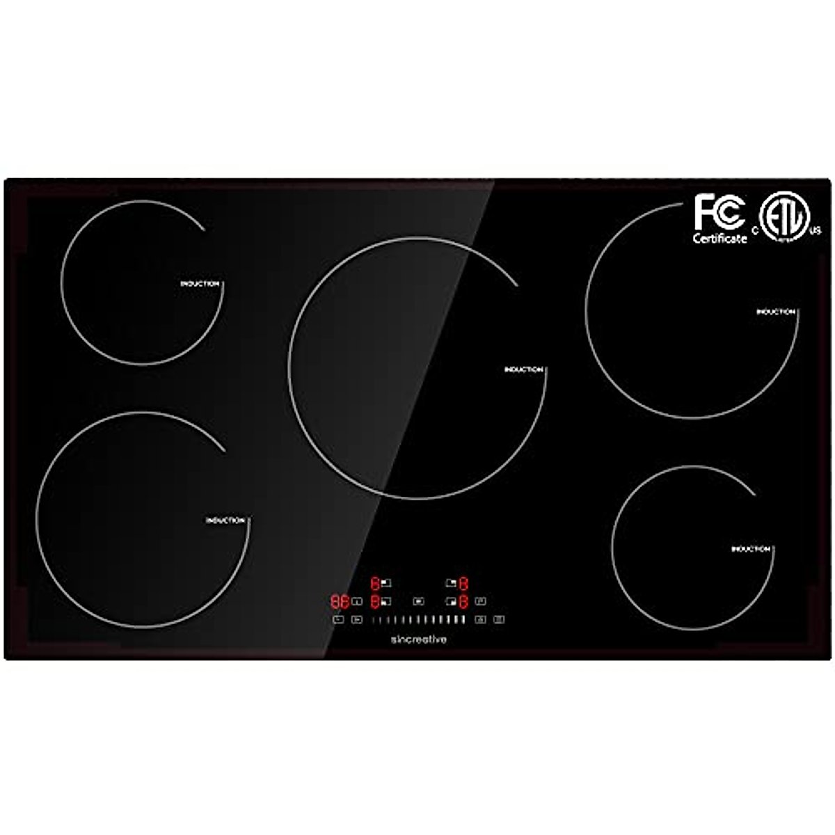 Induction Cooktop 36 Inch, Electric Cooktop 5 Burners, Drop-in Induction Cooker Ceramic Glass Induction Burner With Timer, Child Lock, 9 Heating Level and Sensor Touch Control, ETL & FCC Certified