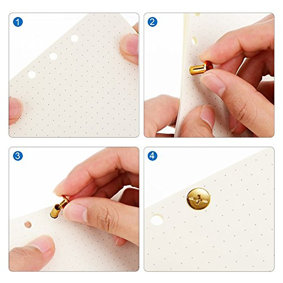 INCREWAY Phillips Screws, 30 Sets 5mm X 25mm Copper Plated Chicago Binding Screws Round Cross Head Stud Screw Posts Nail Docking Rivet Chicago Button, Brass Tone