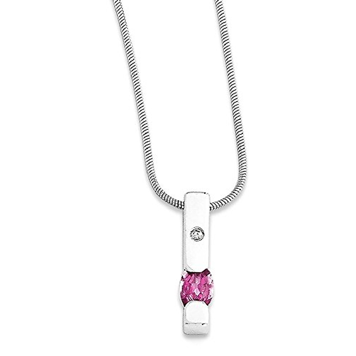 IceCarats 925 Sterling Silver 18 inch Diamond Pink Tourmaline Chain Necklace Gemstone Pendant Charm