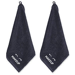 White Classic Bleach Safe Black Makeup Washcloths for Face Cleansing, 6 Pack - Super Soft Luxury Cotton Black Makeup Towels, Highly Absorbent and Quick Dry, All Makeup Remover Cloth | 13 x 13