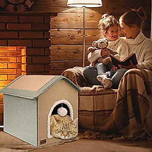 MARUNDA Heated Cat Houses for Outdoor Cats in Winter, Heated cat House for Indoor and Kitty Shelter for Your Pet to Stay Warm and Cozy,Easy to Assemble.(2 Step Finish)