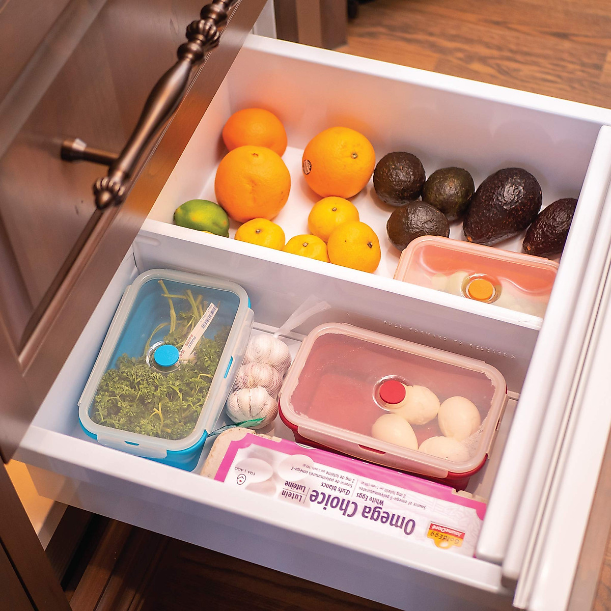 Flat Stacks Collapsible Storage Containers | Set of 4 Round Silicone Food Storage Containers | BPA Free | BPS Free | Dishwasher, Freezer, and Microwave Safe | Save Space in your Container Drawer!