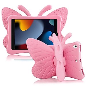 Vofolen for iPad 10.2 9th/8th/7th Generation Case Kids Girls 2021/2020/2019, 3D Cute Butterfly Wings Light Weight EVA Foam Kickstand Shockproof Full Protective Cover for Girl iPad Air 3 Pro 10.5