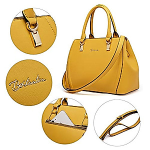 BOSTANTEN Women Leather Handbag Designer Top Handle Satchel Shoulder Bag Crossbody Purse Yellow