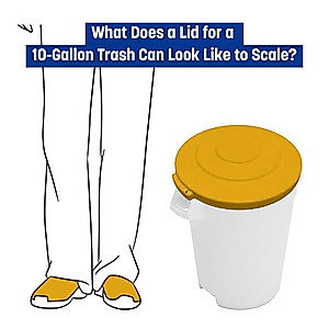 SPARTA Bronco Trash Can Lid, Round Waste Container Cover, Polyethylene, 10 Gallons, Yellow, (Pack of 6)