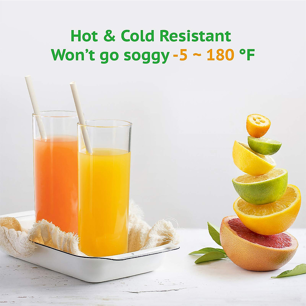 Biodegradable Bamboo Fiber Straws | 200 PCS 7.8'' Compostable Eco-Friendly Drinking Straws Disposable | Durable for Hot & Cold Drinks