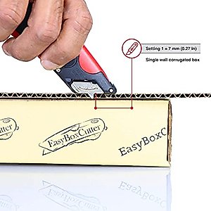Modern Box Cutter, Extra Tape Cutter at Back, Dual Side Edge Guide, 3 Blade Depth Setting, 2 Blades and Holster - 2000 Red STD