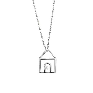 Cute House Pendant Necklace for Women Girls 925 Sterling Silver Cubic Zirconia Charm Home Warm Family Adjustable Choker Chain Hypoallergenic Delicate Lucky Birthday Promise Christmas Jewelry Gift