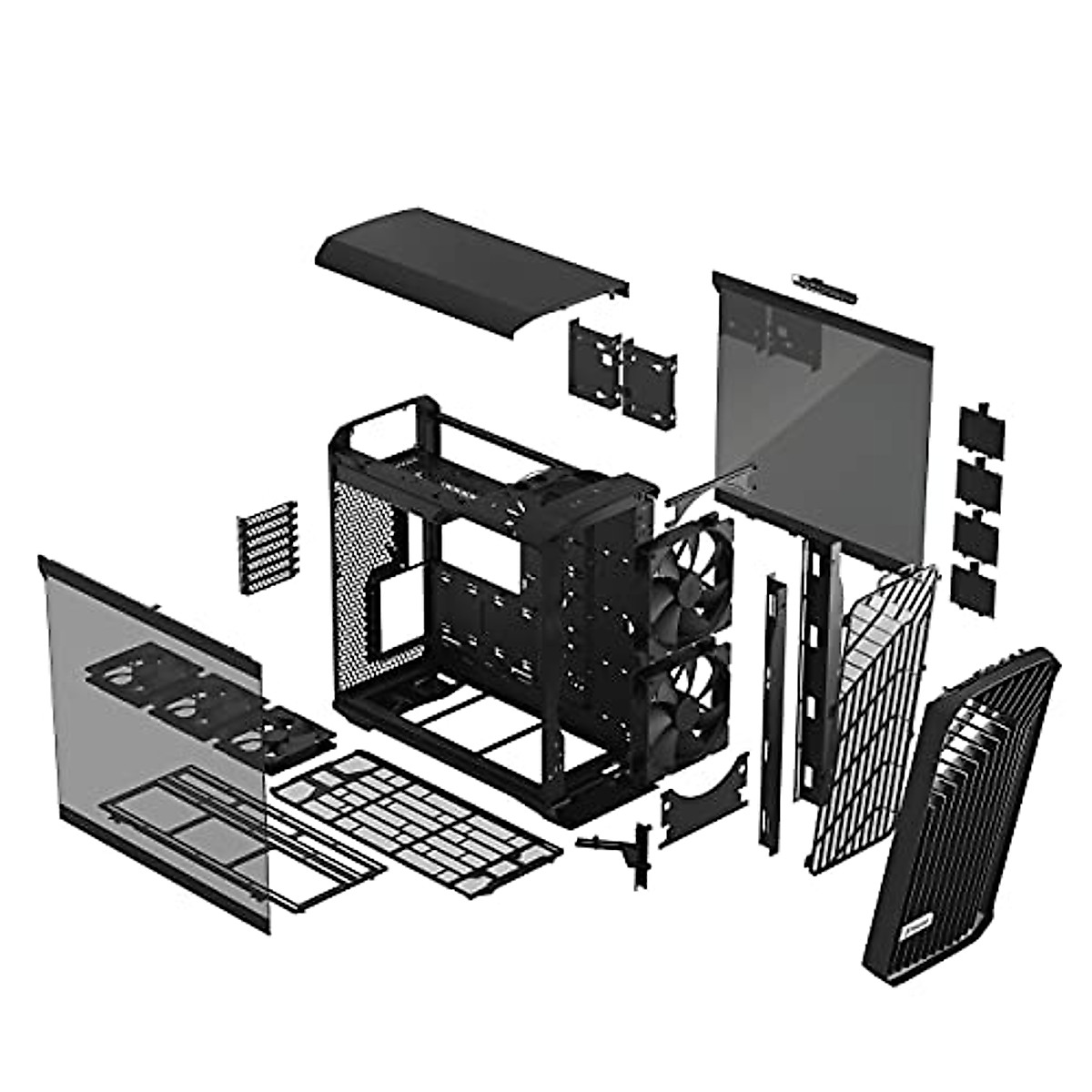Fractal Design Torrent Black - Dark Tint Tempered Glass Side Panel - Open Grille for Maximum air Intake - Two 180mm PWM and Three 140mm Fans Included - Type C - ATX Airflow Mid Tower PC Gaming Case