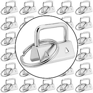 HOZEON 150 Pack 1 Inch Key Fob Hardware with Key Rings, Key Chain Fob Wristlet Bulk Key Lanyard for Key Chain Making, Bags, Hand Craft, Silver