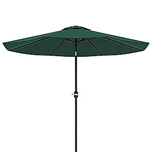Greesum Patio Umbrella, Outdoor Market Table Parasol with Push Button Tilt, Crank and 8 Sturdy Ribs for Garden, Lawn Backyard & Pool, Green