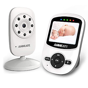 Video Baby Monitor with Camera and Infrared Night Vision, Two-Way Talkback, and Temperature Monitor - Long Range, Monitor Your Baby All Round The Clock,Include 2 Piece Outlet Protector … (2.4'')