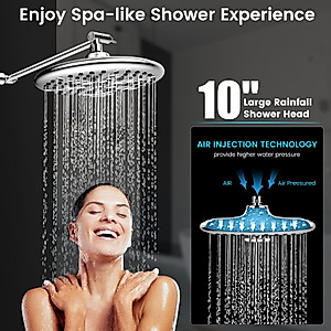 FEELSO 10" High Pressure Shower Head Combo with Handheld Spray, 16 Settings, 11" Adjustable Arm, ON/OFF Pause Switch