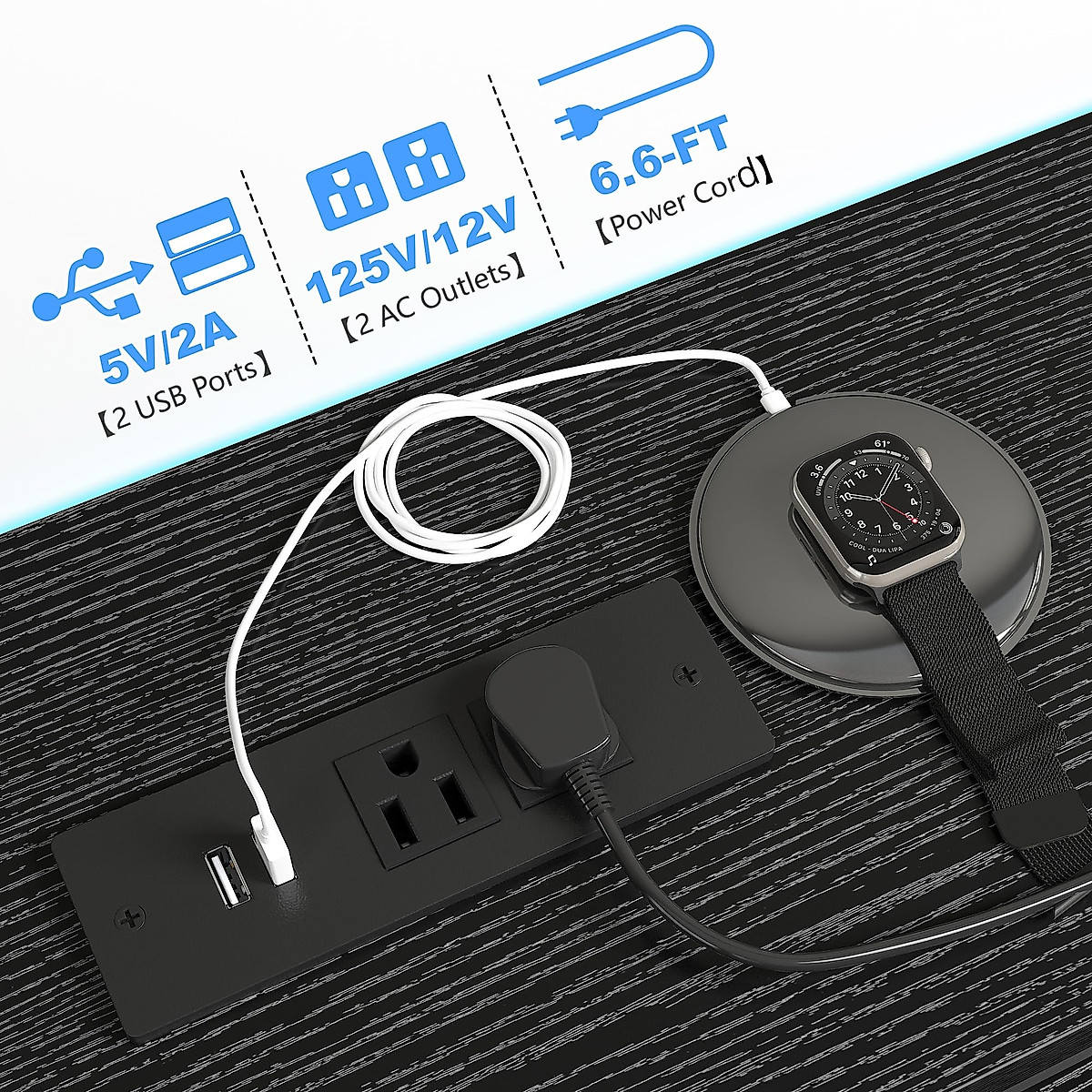 EnHomee 55" W Dresser for Bedroom with 10 Drawers Long Dresser with LED Lights & Power Outlets Wide Dressers & Chests of Drawers Large Dresser for Bedroom Dresser Metal Frame, Wood Top, Charcoal Black