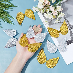 arricraft 40 Pcs Glitter Craft Angel Wings, 2 Colors Fabric Wing Patches Embossed Wing Patches for DIY Craft Clothing Ornament Supplies Shirts Jeans Craft Sewing (Gold & Silver)