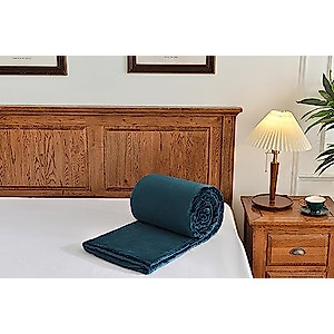 Kingole Flannel Fleece Microfiber Throw Blanket, Luxury Peacock Blue Twin Size Lightweight Cozy Couch Bed Super Soft and Warm Plush Solid Color 350GSM (66 x 90 inches)