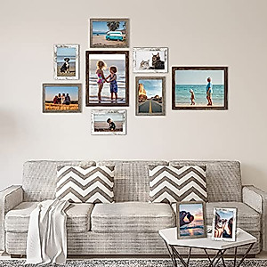 LIPHISFUN Picture Frames Collage Wall Decor 10 Pack Gallery Wall Frame Set with Multi Sizes 4x6 5x7 8x10 Photo Frames Collage for Wall or Tabletop Display in 3 Different Finishes - Brown, Gray, White