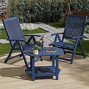 FERFALDER Adirondack Outdoor Side Table-2 Tier Irregular Patio Table Oversize Outside Table for Backyard Balcony Blue
