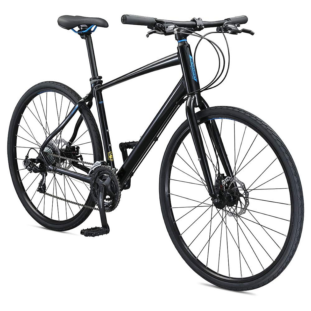 Schwinn Vantage F3 Mens/Womens Sport Hybrid Bike, 21-Speed Drivetrain, 55cm/Small Aluminum Frame, Flat Bar, Disc Brakes, Smooth Ride Technology, Black
