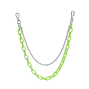 Neon Resin Chunky Hip Hop Jeans Chain Body Chain Punk Goth for Women Men Acrylic Link Chain for Women Thick Keychains Belt Waist Chains body Accessory for Girls-Double layer Green