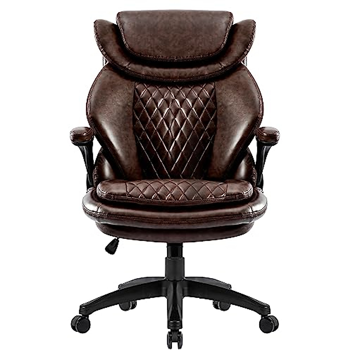 YI DANICA High Back Big & Tall 400lb Office Chair - Heavy Duty Base, Adjustable Tilt Angle Large Bonded Leather Ergonomic Executive Desk Computer Swivel Chair