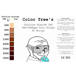 Color Tree's 3000ppm Chlorine Dioxide Test Strips - 50 Strips - 0-3000ppm Range - DIY CDS - OEM Custom ClO2 Test Strips