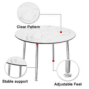 Ginxesh White Round Marble Dining Table for 4,45'' Modern Imitation Marble Grain Top Kitchen Table with 4 Metal Legs,Circle Dinner Table for Dining Room,Living Room,Home,Office