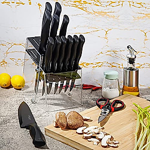 HUNTER Knife Set, Kitchen Knife Set 16PCS black knife set, knife set with Acrylic Stand, Knife Set Dishwasher Safe, Sharp knife set, Elegant Black