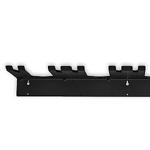 TRAPAWAY Wall Rack | Holds 4 pair of Skis or Snowboard by Bindings | Garage Organizer for Yard Tools, Gear & Equipment | Aluminum | No Moving Parts to break or pinch | Made in the USA (Black Quad)