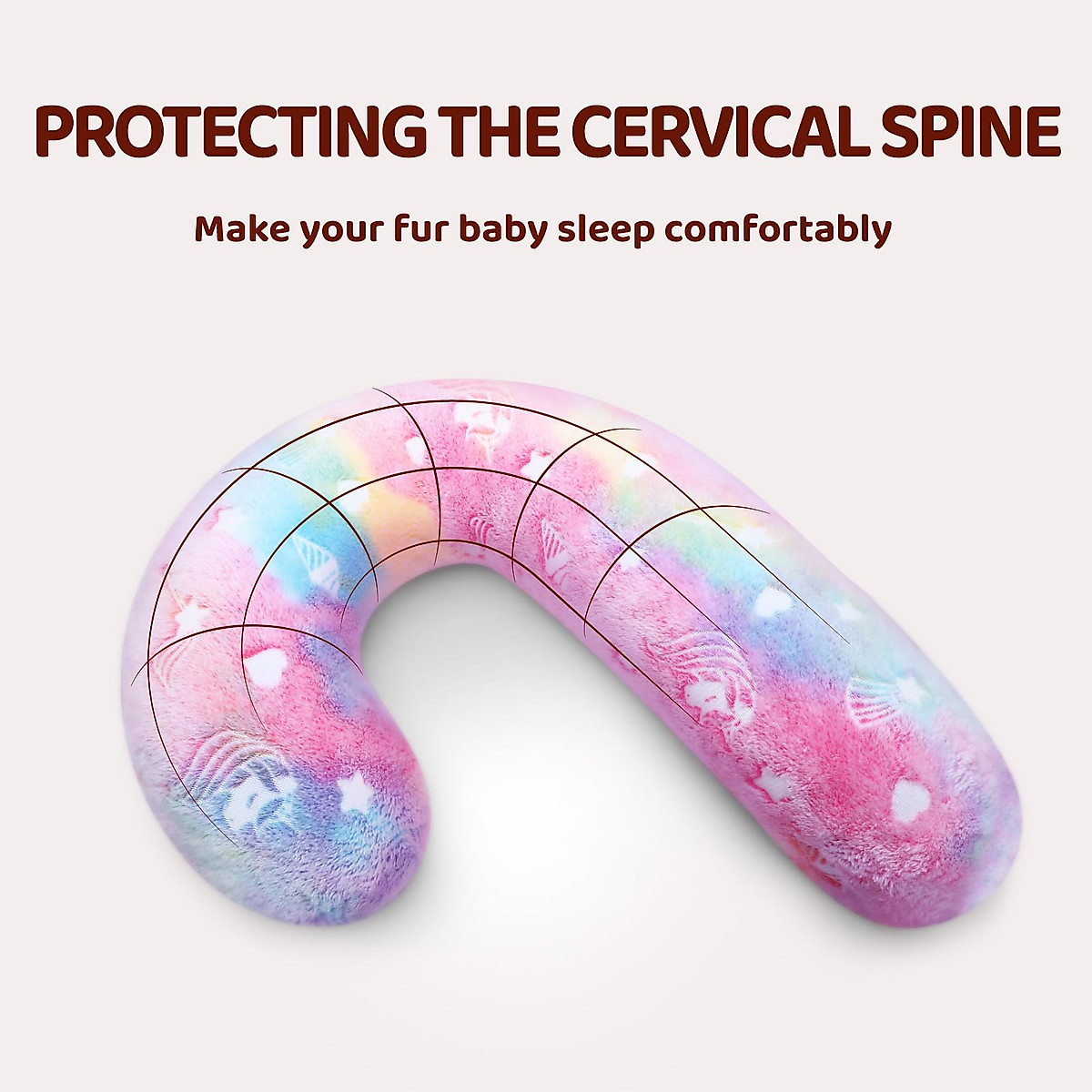 Eosarcu Dog Calming Pillow, Glow in The Dark Dog Throw Pillow, Soft J-Shaped Pillow for Cat & Dog, Machine Washable Pet Calming Toy for Joint Relief Sleeping Improve-M