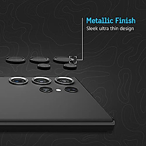 Pelican Samsung Galaxy S23 Ultra Camera Lens Protector w/ Metal Rings - 9H Tempered Glass - Durable Anti-Scratch Tech & Anti-Shatter - Ultra HD View with Night Shooting & Case Friendly, Easy Install