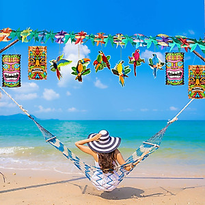 Luau Party Decorations Hawaii Paper Lanterns Tropical Honeycomb Birds Hibiscus Paper Garland for Hawaiian Luau Birthday Party Supplies Summer Jungle Party Decorations Hawaii Bar Supplies