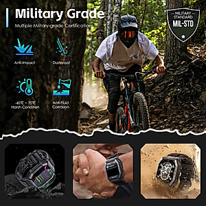 XAXRE Military Smart Watch for Men (Answer/Make Call) 1.85” Outdoor Tactical Sports Smartwatch IP67 Waterproof Rugged Fitness Tracker Heart Rate Sleep Monitor Compatible with iPhone Android
