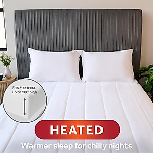 Sunbeam Restful Quilted Electric Heated Mattress Pad Queen Size, 60" x 80", Upgraded Memory Controller with 12 Heat Settings, 12-Hour Selectable Auto Shut-Off, Fast Heating, Machine Washable