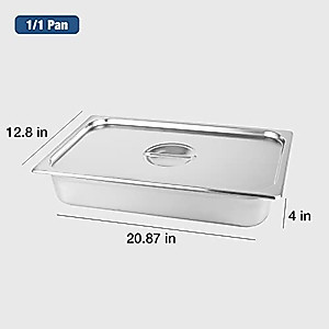 Restlrious Hotel Pan Full Size Stainless Steel Steam Table Pan with Lid, 4" Deep Chafer Food Pan, Pack of 4 Stackable Anti-Jam Steam Pan for Hotel, Restaurant Supplies, Party, Buffet & Event Catering