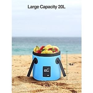 Luxtude Collapsible Bucket with Handle, 5 Gallon(20L), Portable & Ultra Lightweight Outdoor Basin Bucket, Folding Bucket for Fishing, Camping, Hiking, Car Washing and More