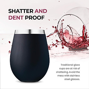 18oz Stainless Steel Stemless Wineglasses, Set of 4 - Unbreakable, Portable for Outdoor Events