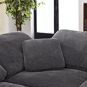 Mofolit Oversized Sectional Sleeper Sofa Couch w/Deep seat, Big Comfy Corduroy Couch w/overstuffed Cushion, Modular sectional Cloud Couch,L Shaped Couch Setional for Living Room (Grey)