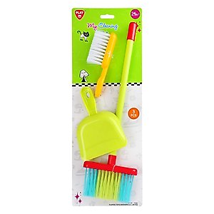 PlayGo My Cleaning Tools Set 3Pcs Housekeeping Broom Mini Brush & Mini Shovel Dustpan Children | Toy Cleaning Supplies That Work! Montessori Housekeeping Tools That Fit Into Kid's Hands (3117)