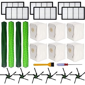 Replacement Parts for iRobot Roomba s9 (9150) s9+ s9 plus (9550) S-Series Vacuum Cleaner 24 Pack, 2 Pack of Multi-Surface Rubber Roller Brushes, 6 Filters, 6 Side Brushes, 6 Dust Bags and 2 Tools