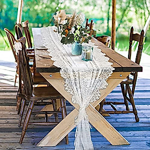 Pardecor Lace Table Runner 30x120 Inch Wedding Table Runners Flower Table Runner Vintage Lace Cloth Runner White Lace Runner