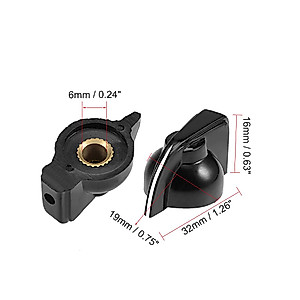 uxcell 5Pcs 32x19x16mm Plastic Potentiometer Rotary Knob Black,for 6mm Diameter Shaft Guitar Volume Knob Thread Mounting