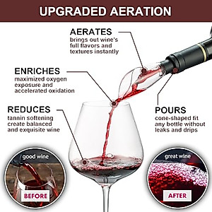 STEETURE Wine Aerator Pourer Spout and Wine Stopper Vacuum Pump, Wine Decanter with Aerator Improved Flavor Enhanced Bouquet Bubbles, Wine Gift Accessories Bottle Corks Saver Sealer No Drip No Spill