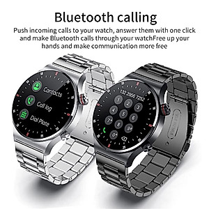 FILIEKEU Women Men Smart Watch Bluetooth Calls Heart Rate Sleep Monitor IP67 Waterproof Sport Fitness Tracker HD Touch Screen Silver Stainless Steel Smart Watches for Android iOS…