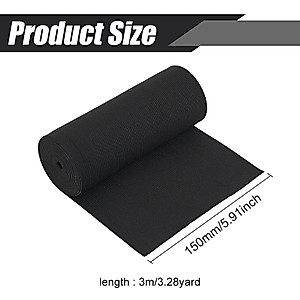 BENECREAT 3.3 Yard/3m 6 Inch Wide Flat Elastic Band Black Heavy Stretch Knit for Garment Sewing Project