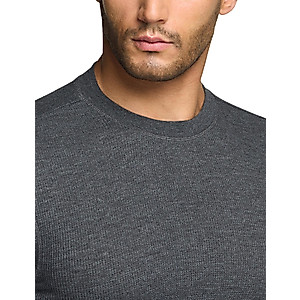 CQR Men's Long Sleeve Thermal Underwear Tops, Midweight Waffle Crewneck Shirt, Winter Cold Weather Thermal Shirts, 1 Piece of Top Dark Grey, XX-Large